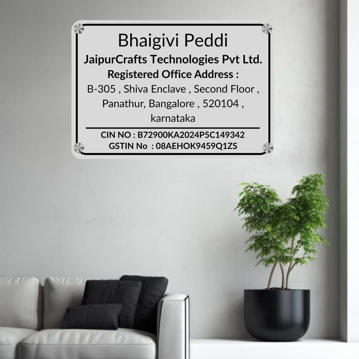 JaipurCrafts Custom GST Name Plate for Office, Acrylic Laminated Board
