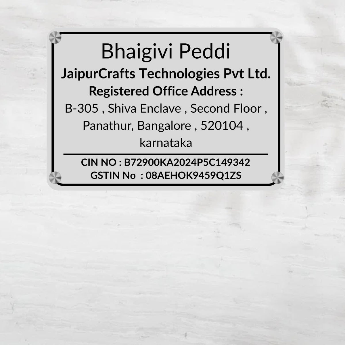 JaipurCrafts Custom GST Name Plate for Office, Acrylic Laminated Board