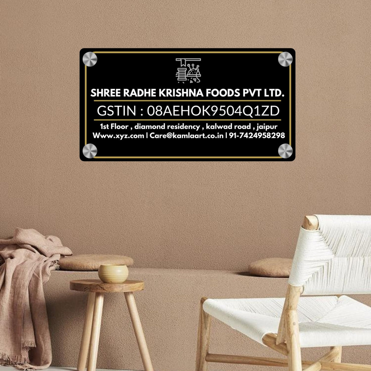 Webelkart Customised Business Gst Office Name Plate with Logo in Acryl ...