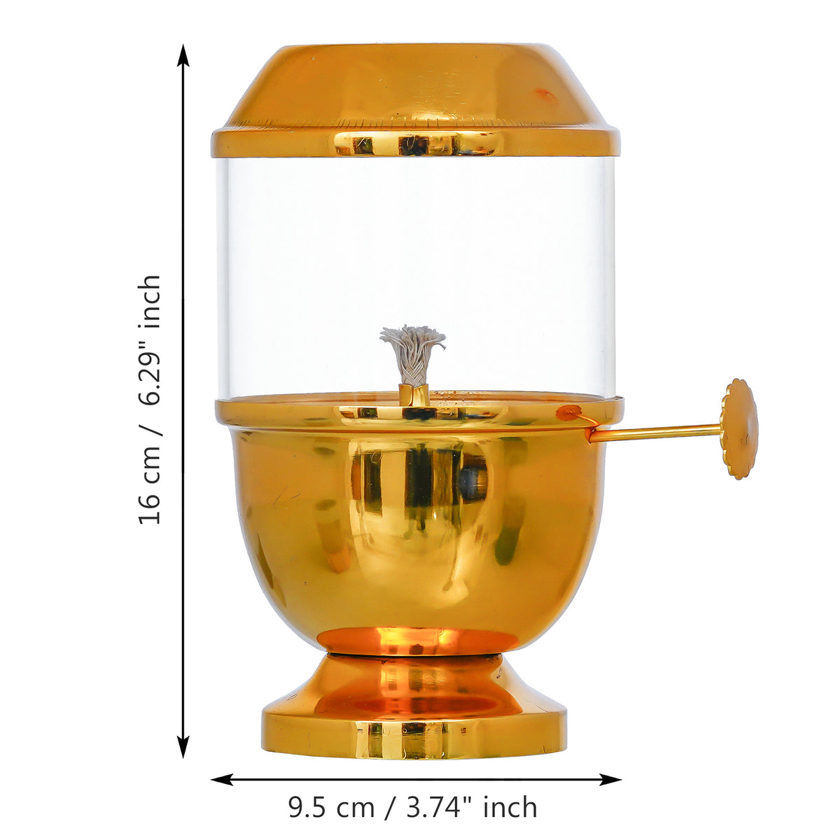 Webelkart Premium Metal Akhand Diya with Adjustable Bati with Screw Le ...